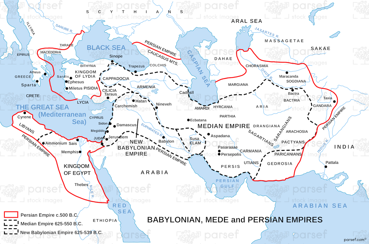 Babylonian, Mede and Persian Empires Bible Map | Course Bible Maps