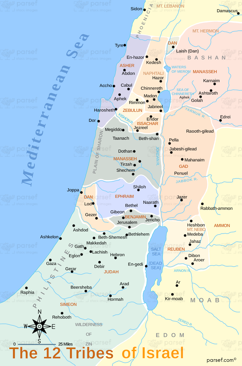 Twelve Tribes of Israel Map | Course Bible Maps