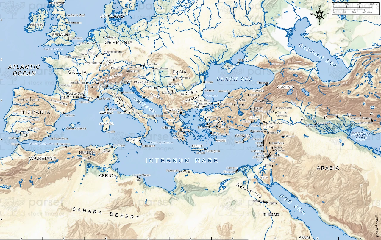 The Extent Of The Ancient Mediterranean World Map | Course Bible Maps