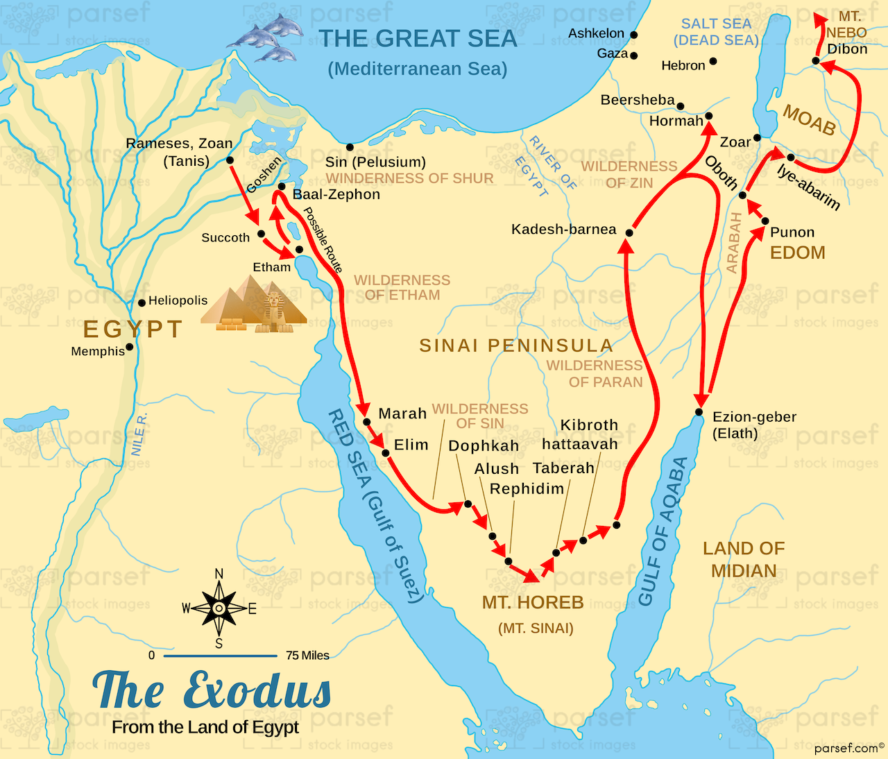 Exodus from Egypt Bible Map | Course Bible Maps